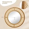 Tangkula Miroir mural rond en rotin de style bohème avec cadre en bois ...