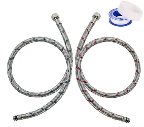 Set of 2 Connection Hose Fitting G3/8 x M10, Braided Stainless Steel ...