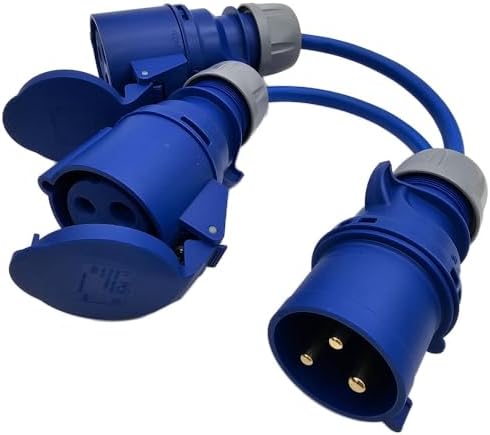 UK Made 32 Amp 230 Volt Two Way Splitter. 2 to 1 32A CEE Commando Plug ...