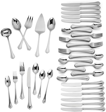 Amazon.com: Lenox Silverware Set For 12, Alcott 89-Piece Flatware Set ...