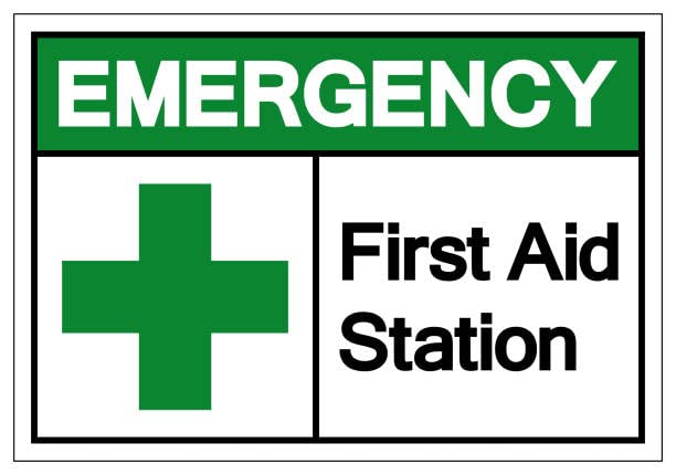 Emergency First Aid Station sign sticker, PVC Waterproof Sticker ...