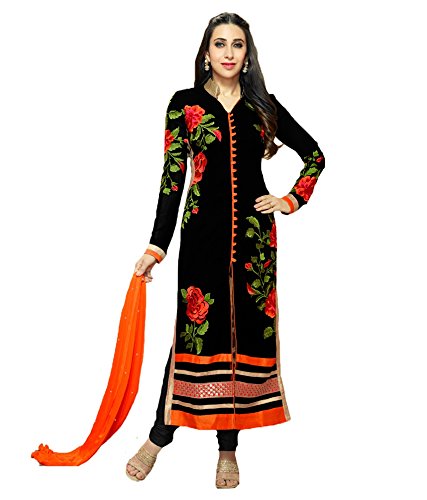 Buy Kabani Exports Women's Georgette Unstitched Dress Material (Black ...