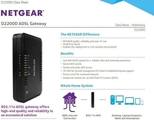 NETGEAR D2200D Modem ADSL/combiné sans fil pour Frontier (renouvelé ...