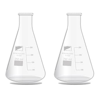 OCTA Borosilicate Glass Conical Flask 250ml Pack of 2, Conical Design ...