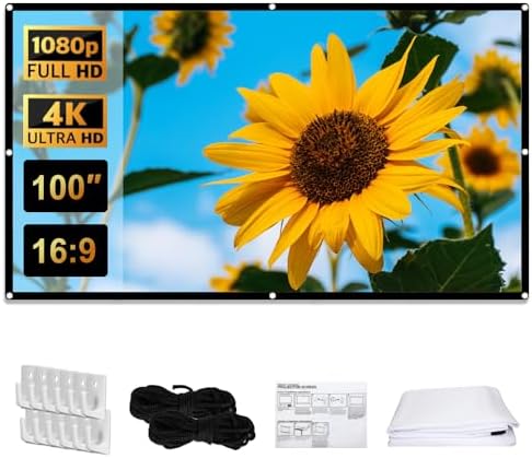 Amazon.com: SCREENMAX Projection Screen,100 in Anti-Crease 16:9 ...