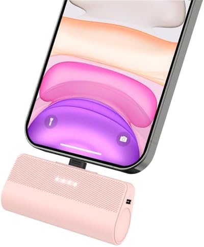 Amazon.com: Pink Small Portable Charger for Lightning Builtin Metal ...
