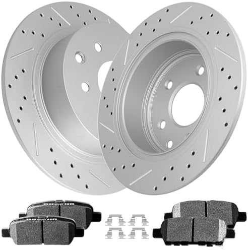 Amazon.com: ACB ZONE Ceramic Brake Pads and Rotors Kit Rear Drilled ...