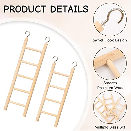 URROMA 6 Pcs Parrot Step Ladders, 6 Sizes Wooden Bird Ladder for Cage ...
