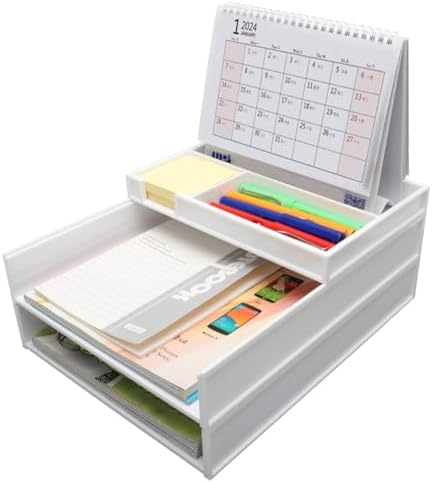 LOMUG Schreibtisch Organizer, Briefablage A4 Stapelbar, 3-Tier Dokumentenablage Weiß für Desktop ...