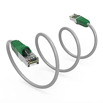 Amazon.com: 3Ft Cat.6 Shielded Crossover Cable Gray Wire/Green Boot ...