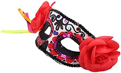 Amazon.com: Masquerade Death Masks with Red Flowers Lace for Halloween ...