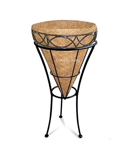 GARDEN KING 8 Inch Cone Shaped Planter with Coco Coir Liner & Display ...