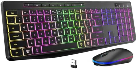 Amazon.com: Wireless Keyboard and Mouse Combo - RGB Backlit ...