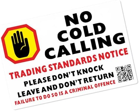 1 x HAND Design No Cold Calling Salesman Callers Warning House Sticker ...