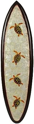 Amazon.com: Hand-Carved Wood and Capiz Shell Decorative Surfboard ...