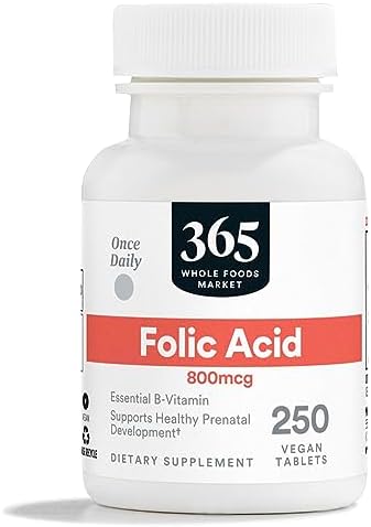 Amazon.com: 365 by Whole Foods Market, Ácido fólico 800 MCG, 250 ...