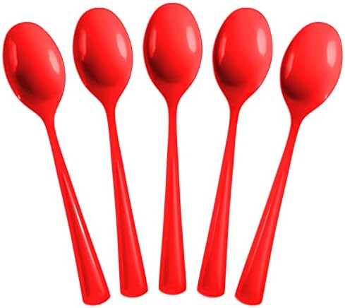 Amazon.com: Red Plastic Spoons 50 Pcs Red Spoons Disposable Utensils ...