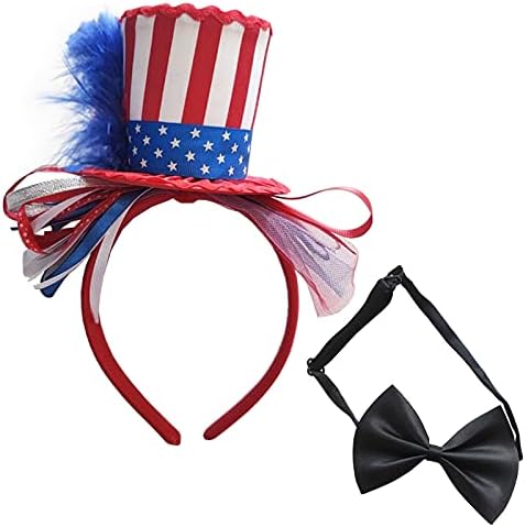 Amazon.com: 4th Of July Uncle Sam Headband Bow Tie Mini Top Hat ...