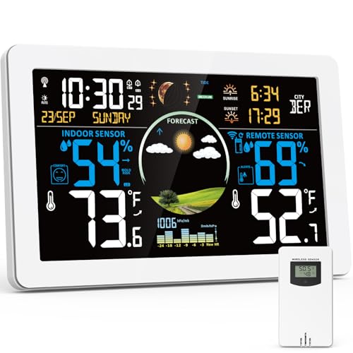Brataste Weather Station Wireless Indoor Outdoor, Digital Thermometer ...