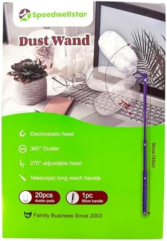 Dust Wand 20 Refill Dusters 90cm Long Handle Extending Fluffy Cleaner ...