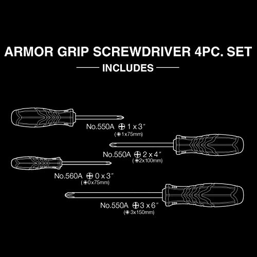 Snapklik.com : VESSEL - ARMOR GRIP Screwdriver Cross Point 4PC Set