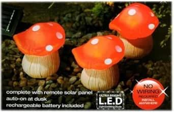 Set of 3 Solar Powered Toadstool Lights Set : Amazon.co.uk: Lighting
