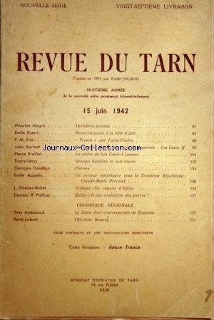 Amazon.fr - REVUE DU TARN [No 27] du 15/06/1942 - ARTICLES DE MM. MAGRE ...