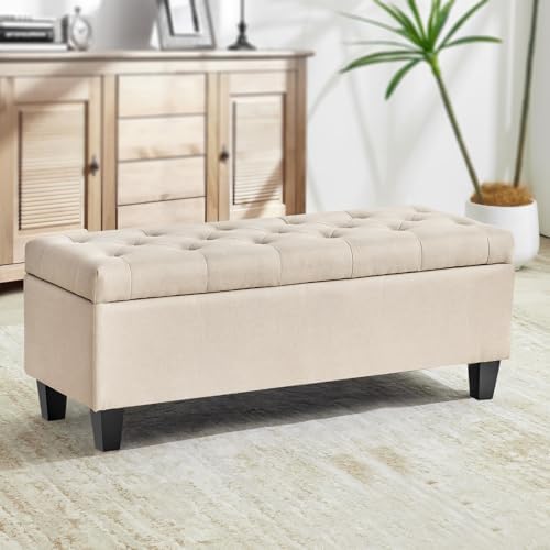 Amazon.com: HOMCOM 47 Inches Storage Ottoman Bench, Foot Rest with Legs ...