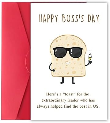 Amazon.com: XXDJLP Cute Boss Day Toast Pun Greeting Card, Witty Boss's ...