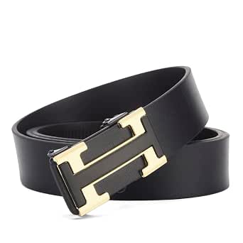 Buy VOGARD Men's Vegan Layer Leather Creative H Letter Shape Metal ...