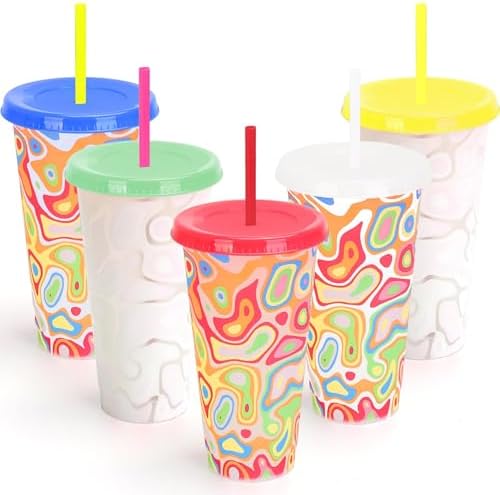 Amazon.com | Cessfle Color Changing Cups with Lids and Straws, 6 Pack ...