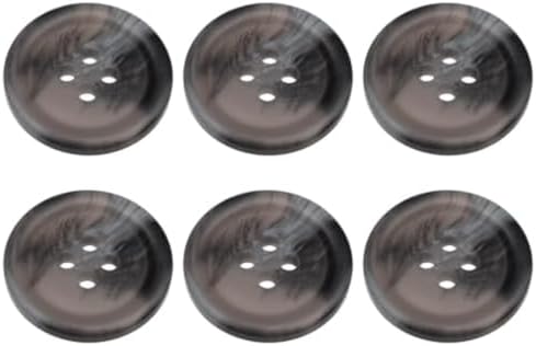 6 Pack Grey 23mm Round Faux Horn Plastic Buttons with 4 Holes – Ideal ...