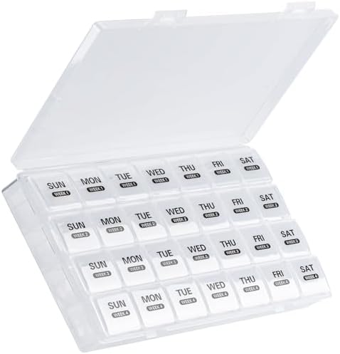 Amazon.com: DOHIMGIO Monthly Pill Organizer - 30 Day Pill Box - Easy to ...