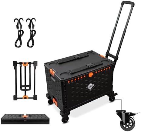 ONTYZZ Foldable Utility Cart Collapsible Rolling Crate with Wheels and ...