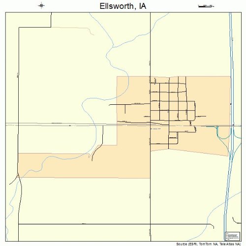 Large Street & Road Map of Ellsworth, Iowa IA - Printed poster size ...