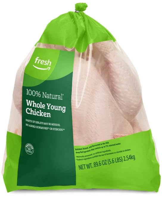 Amazon.com: Amazon Grocery, Whole Chicken, Bone-In Skin On, 100% ...