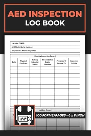 AED Inspection Log Book: Automated External Defibrillator (AED ...
