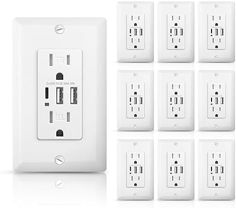 ALASTECH USB Outlet with 3 Ports, 30W 6Amp USB C Wall Outlets, 15A ...