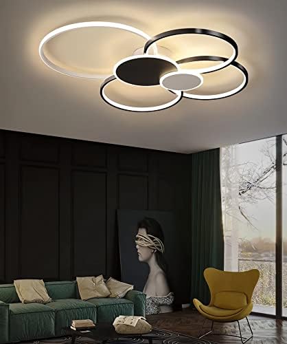 Huilefu Modern Ceiling Light Living Room Black, LED Dimmable Acrylic ...