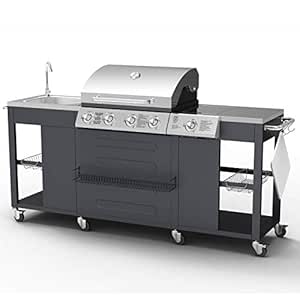 BillyOh Gas BBQ Grill 4 Burner + Side Burner with Kitchen Sink ...