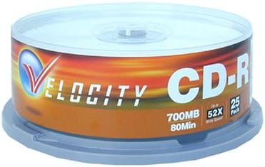Amazon.com: Velocity 52X 80 Minute/700 MB CD-R (25-Pack Spindle ...