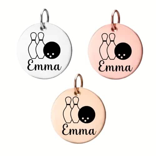 Amazon.com: Bowling Charm, Personalized Engraved Stainless Steel ...