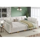 Amazon.com: EASE MOOSE Modular Sleeper Sofa Bed Oversized Sectional Couch with 9 Storage Seats ...