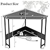 Amazon.com: GOFLAME Corner Desk with Power Outlet, Triangle Computer ...