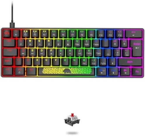 NEWMEN GM611 Gaming Keyboard,60% Percent Mechanical Keyboard 61 Keys ...