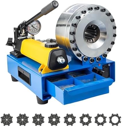 Amazon.co.jp: WJW 油圧ホースパイプ圧着機 ホースクリンパ 7 セットのダイスを備えた手動油圧圧着機、手動収縮機、高圧油管油圧 ...