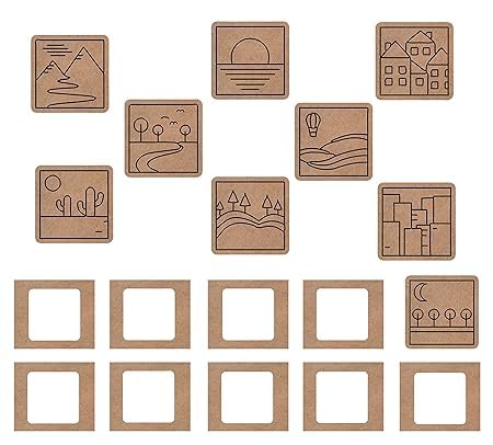 Visual Print MDF Wooden Cutouts and Stencil Kit Kids Drawing Painting ...