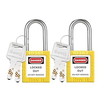 Boviisky Lockout Tagout Locks -2 Yellow Loto Locks，Keyed Different, 2 ...