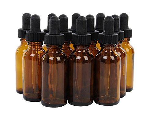 Amber Boston Round Glass Bottle w/dropper 1 oz: 12ct: Science Lab ...