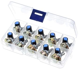 DIYables Potentiometer Kit with Knobs - 10 Values for Arduino, ESP32, ESP8266, Raspberry Pi (10 ...